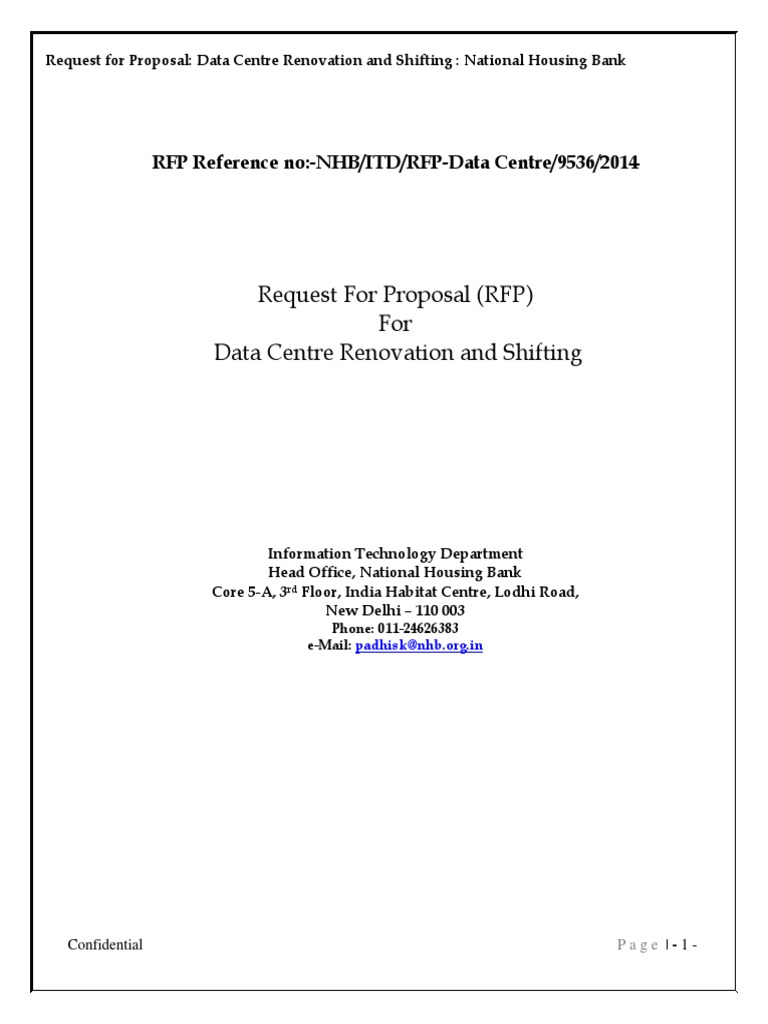 RFP For Data Center Renovation | PDF | Request For Proposal | Data Center