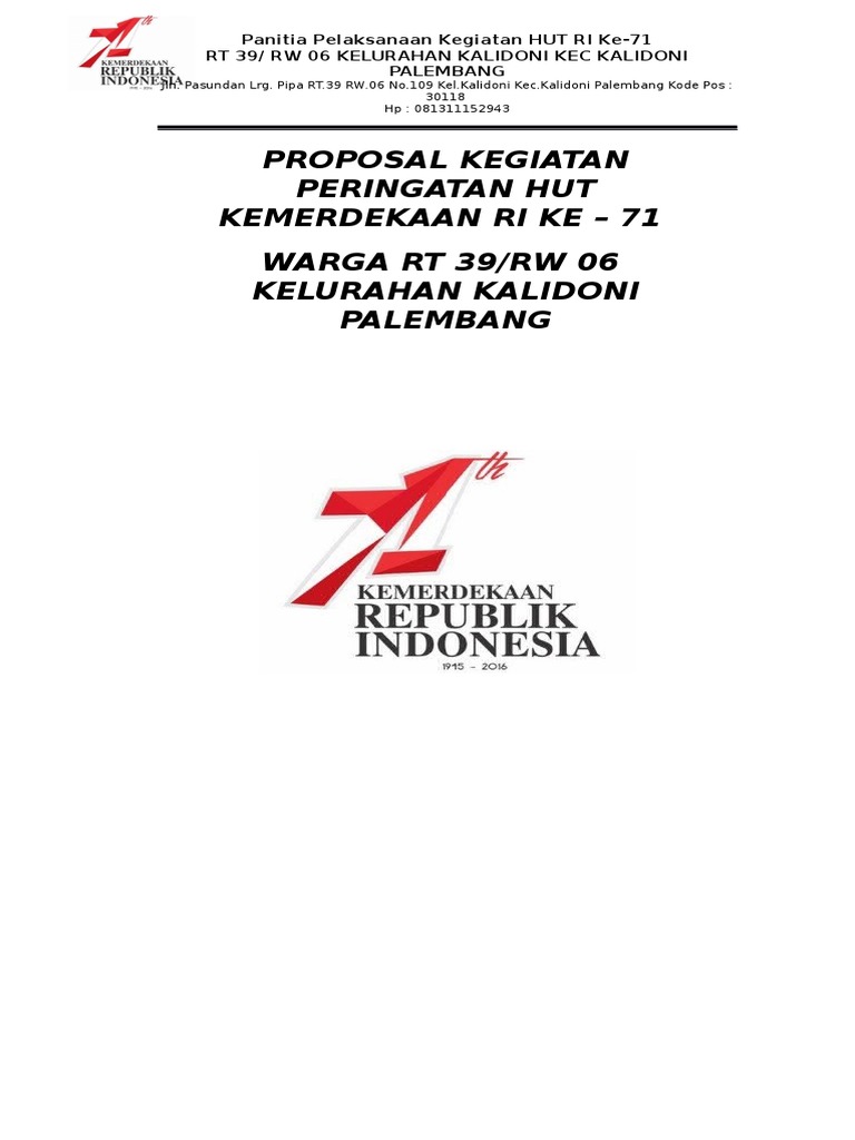 Proposal Minta Bantuan 17 Agustus Ke Perusahaab | PDF