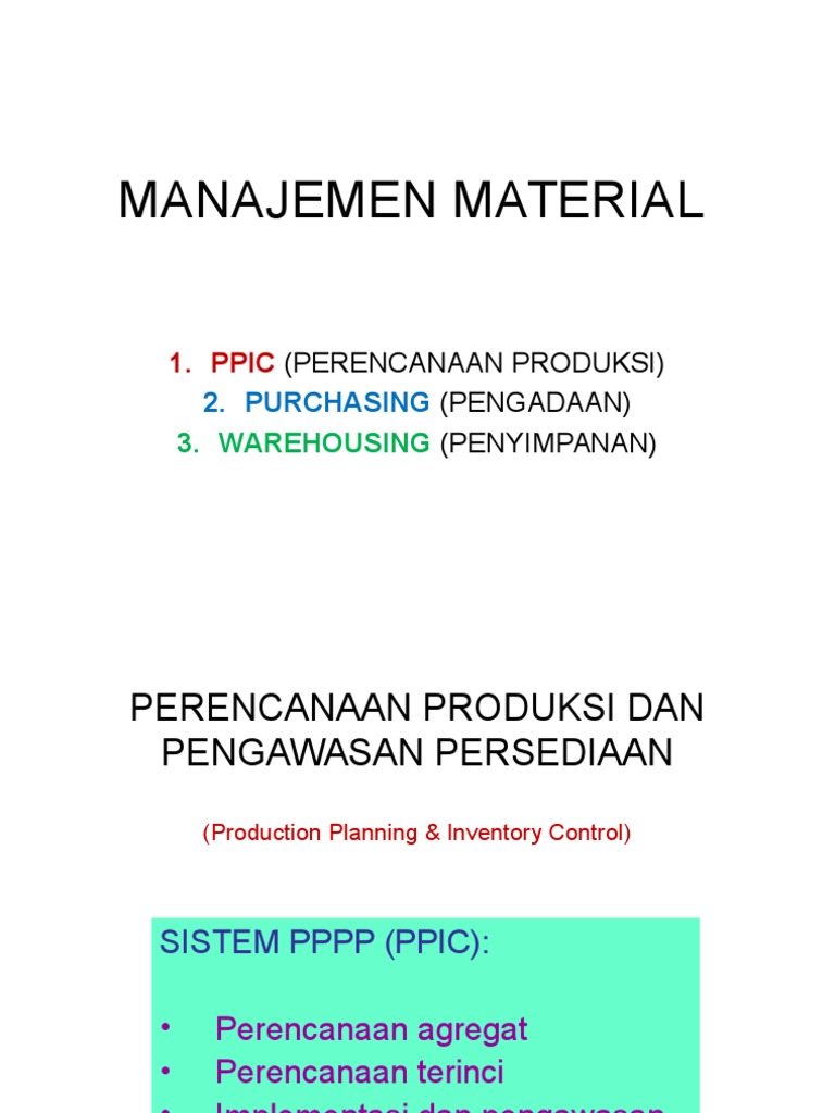 Manajemen Material: 1. Ppic | PDF