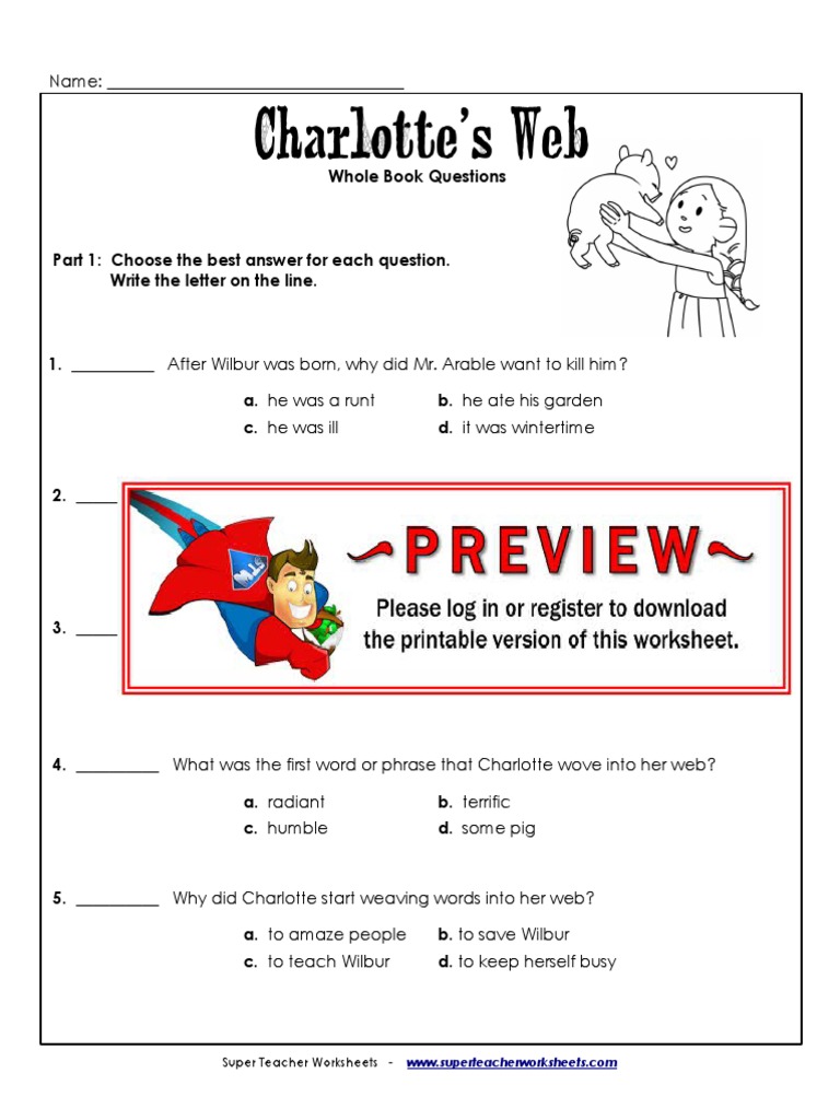 Charlottes Web Whole Book Questions | PDF