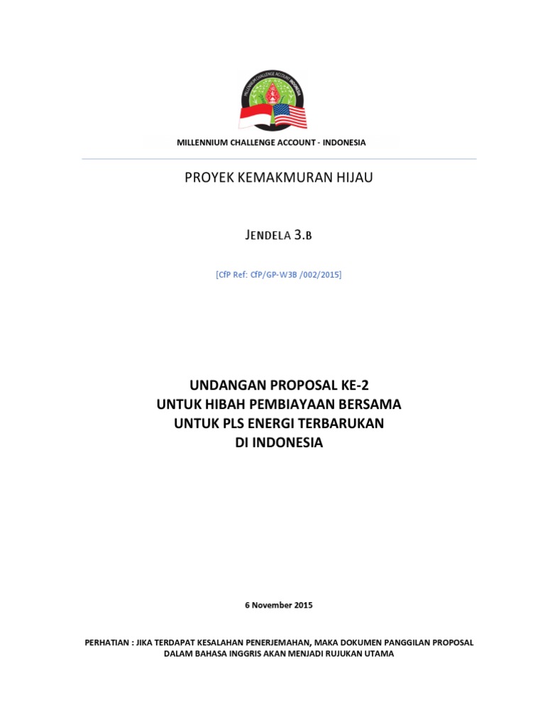 Undangan Proposal 2 - Hibah Pembiayaan Bersama PLS Energi Terbarukan PDF | PDF