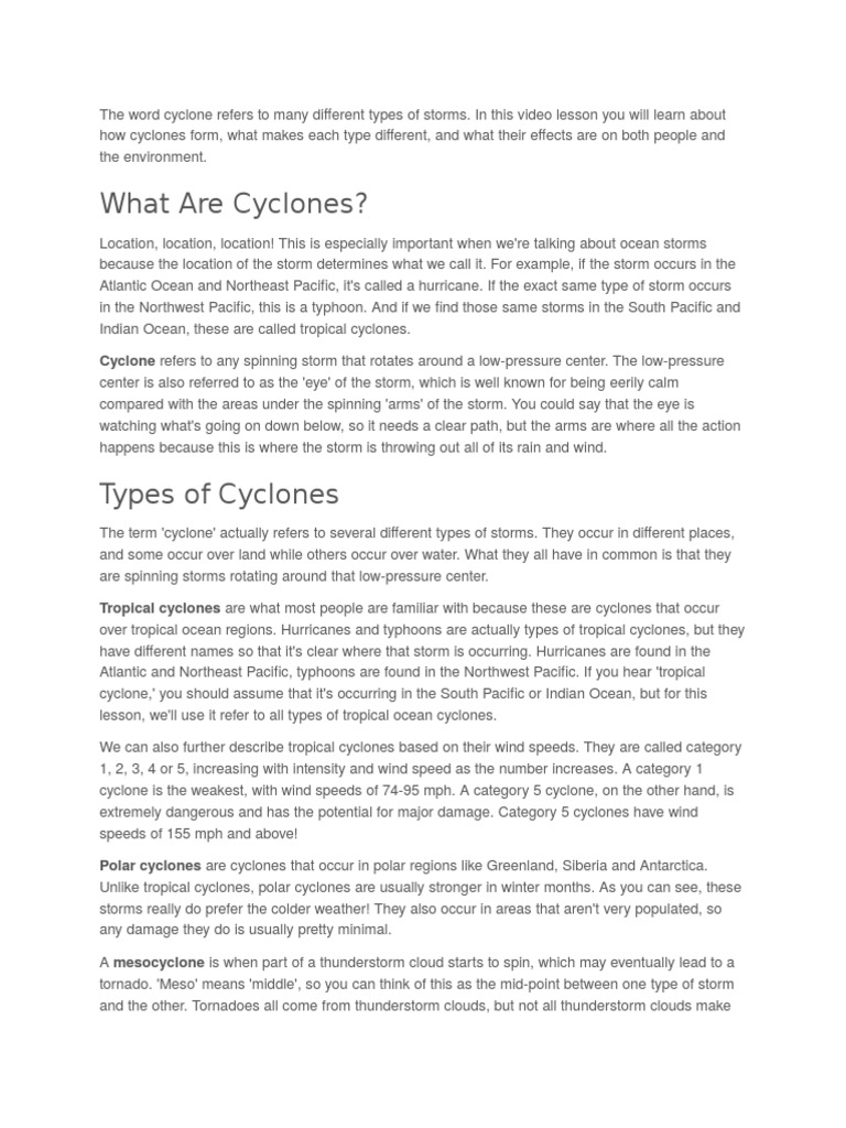 What Are Cyclones? | PDF | Tropical Cyclones | Cyclone
