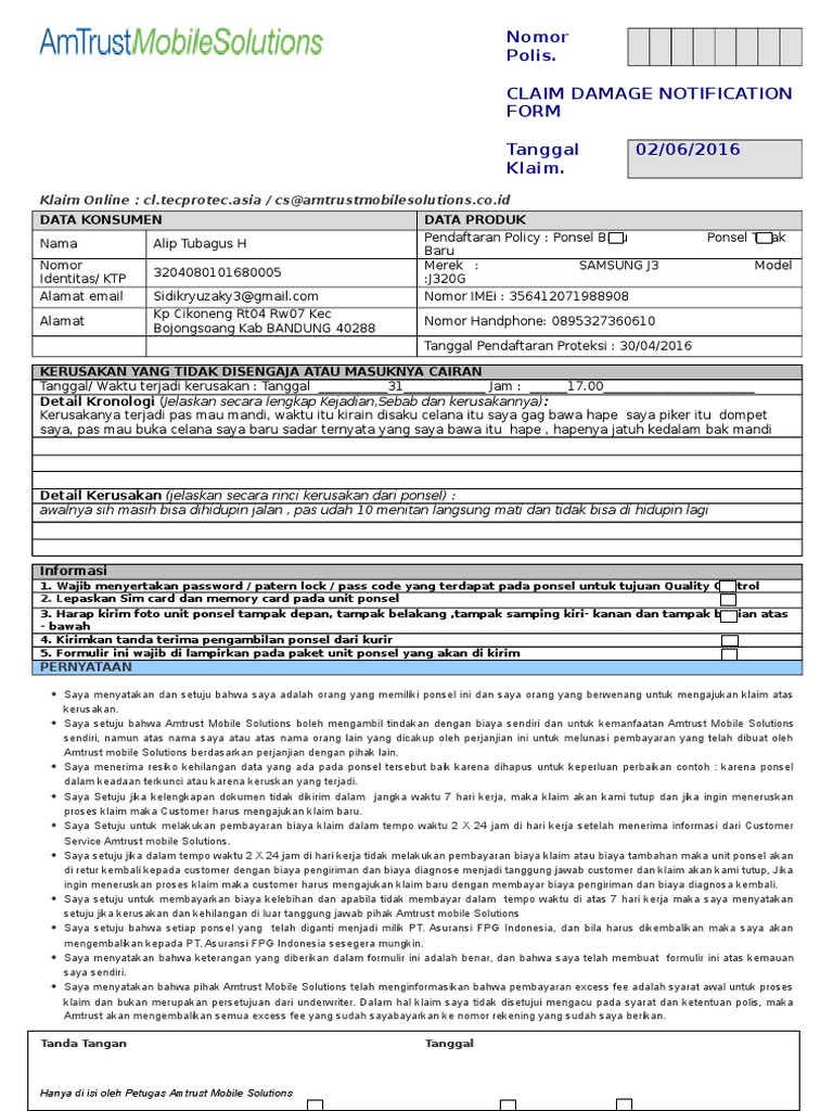 Formulir Permohonan Klaim - ADLD | PDF
