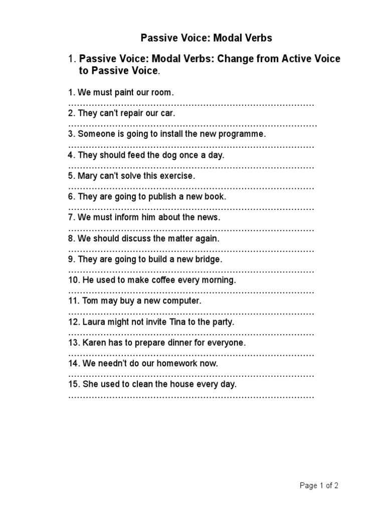 Activity to practice passive with modals
