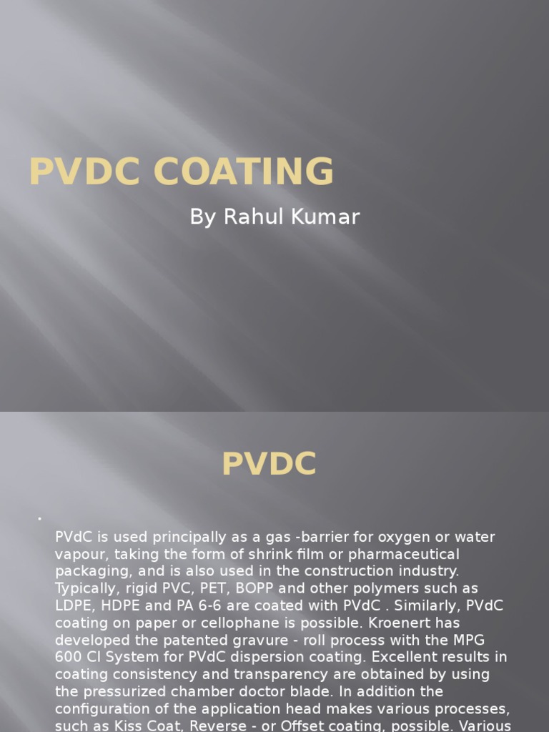 PVDC Coating: by Rahul Kumar | PDF