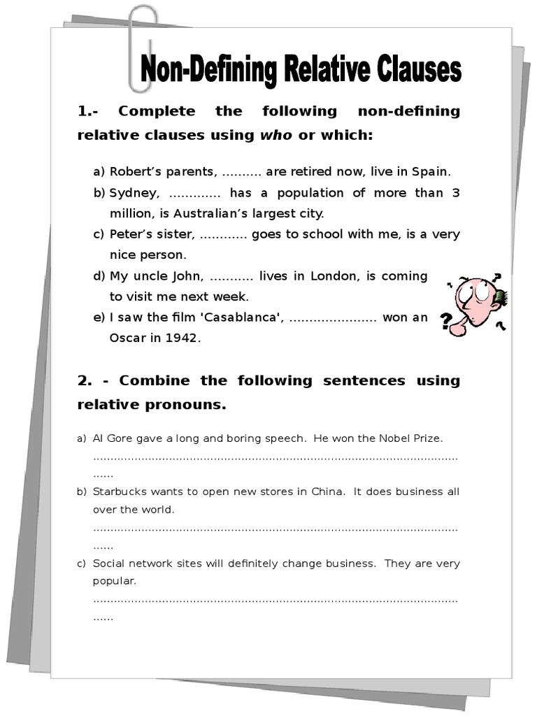 Relative Clauses Exercise | PDF