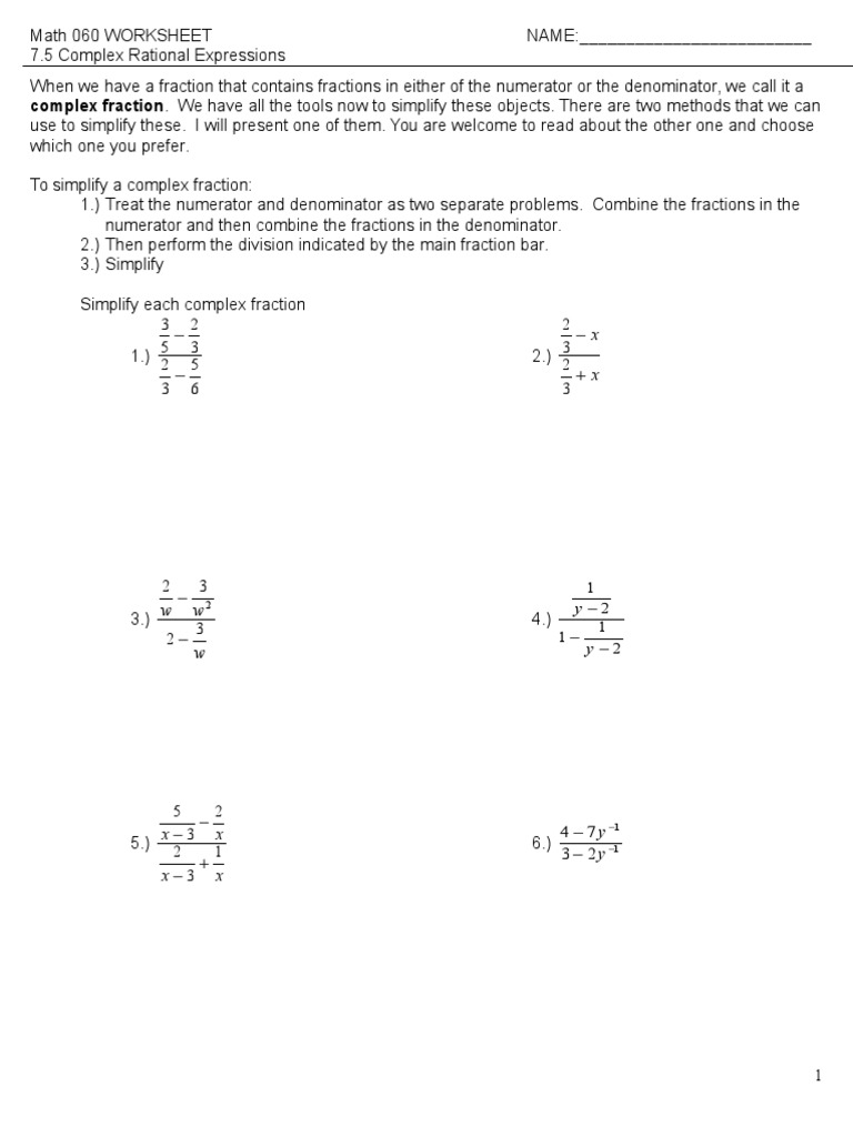 Simplifying Complex Rational Expressions | PDF | Science & Mathematics ...