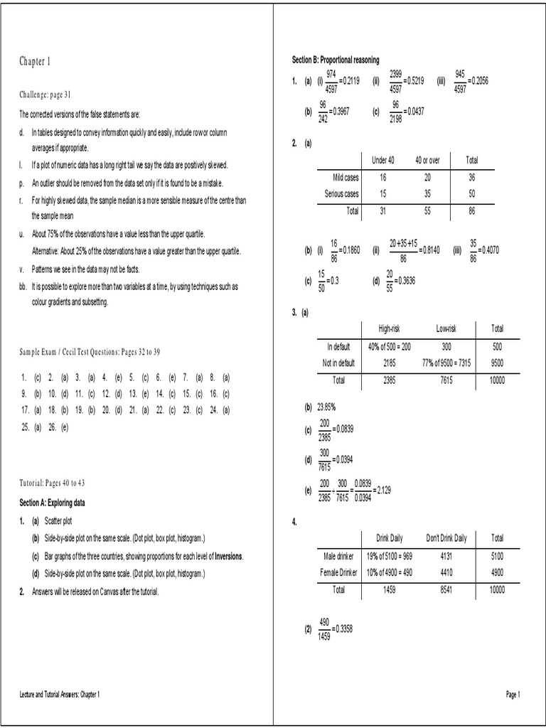 Lecture And Tutorial Answers Download Free Pdf Confidence Interval P Value