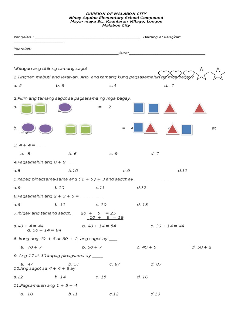Second Grading in Math (Tos) | PDF