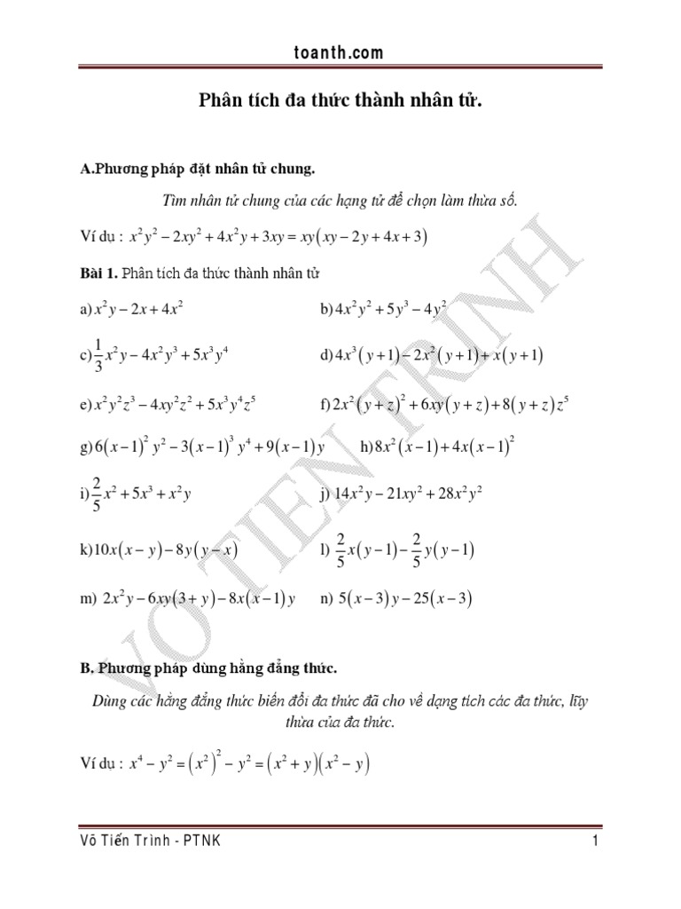 Phan Tich Da Thuc Thanh Nhan Tu - Co Ban - PDF | PDF