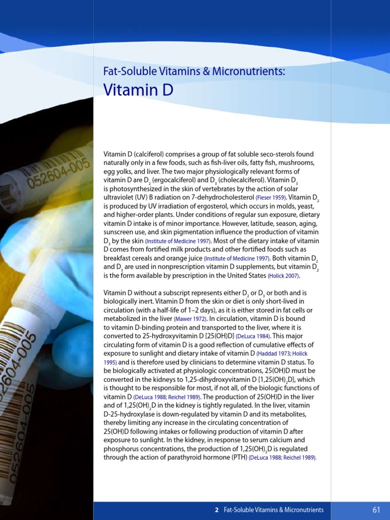 Vitamin D: Fat-Soluble Vitamins & Micronutrients | PDF