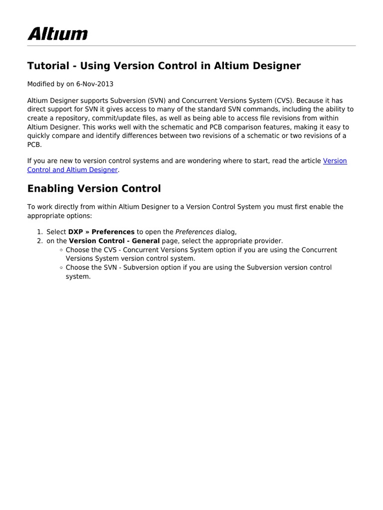 Online Documentation For Altium Products - Tutorial - Using Version ...