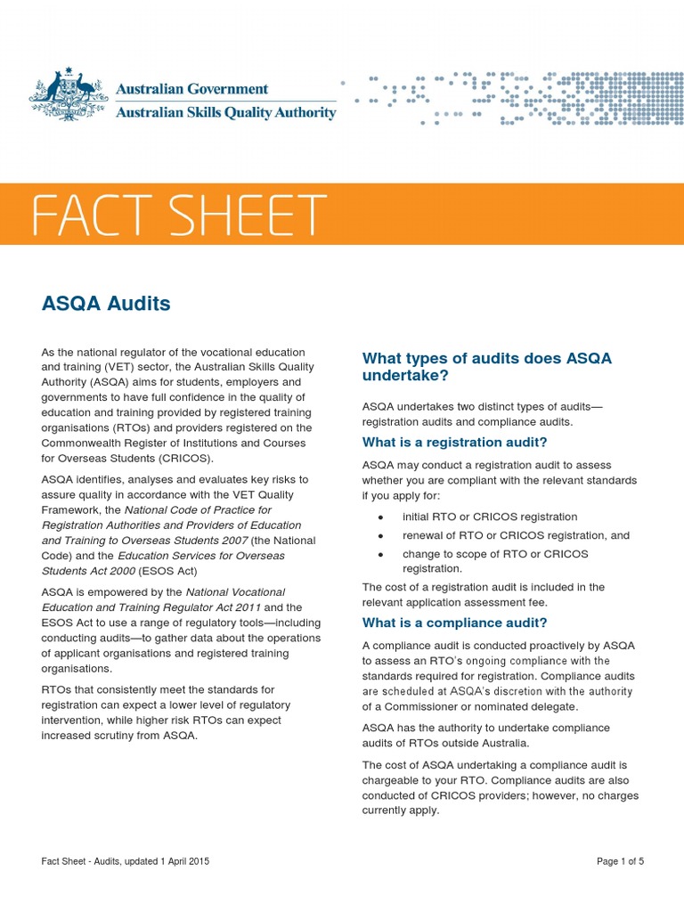 ASQA Audit PDF | PDF