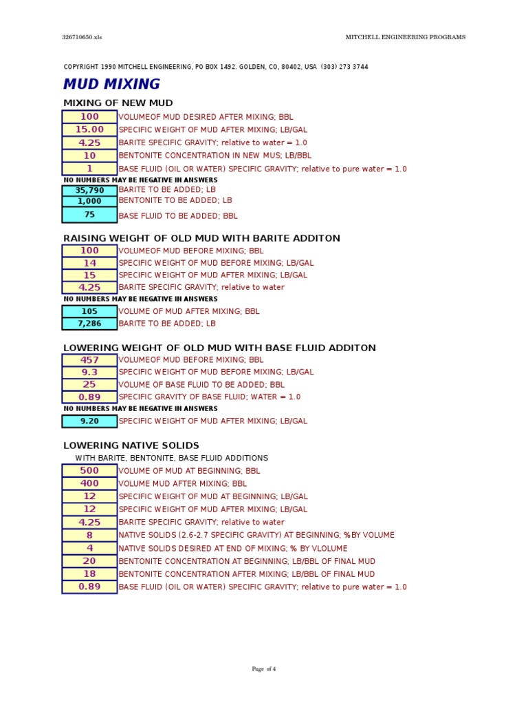 Mud Mixing | PDF | Drilling Rig | Barrel (Unit)