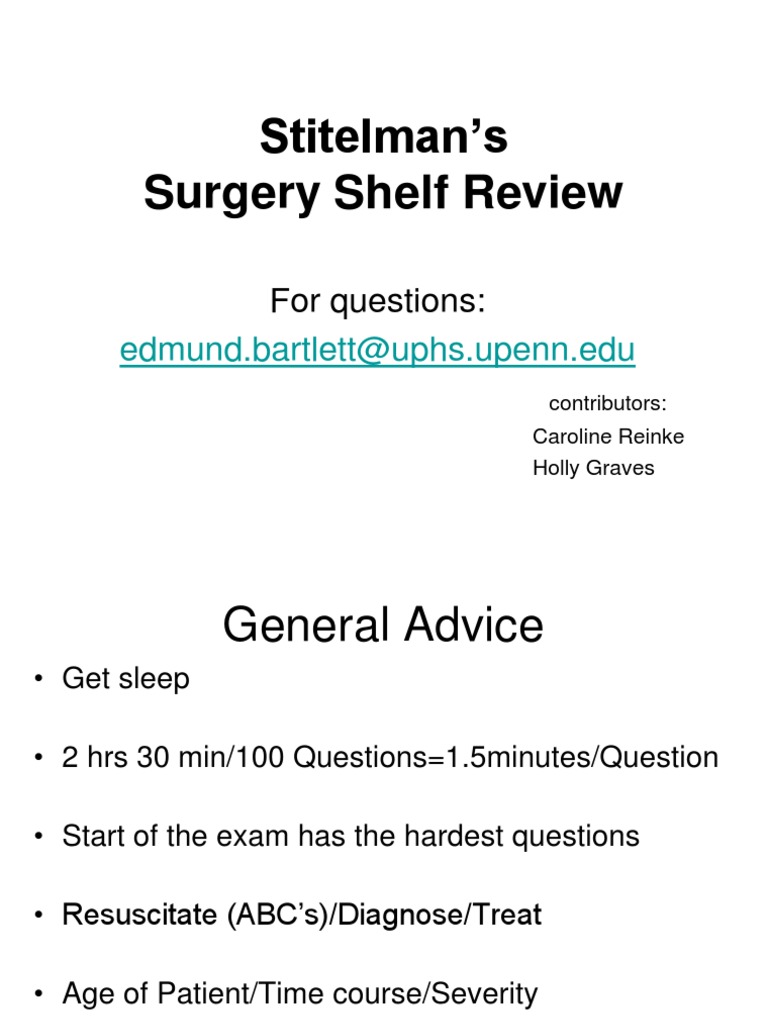 Stitelman's Surgery Shelf Review: Edmund - Bartlett@uphs - Upenn.edu ...