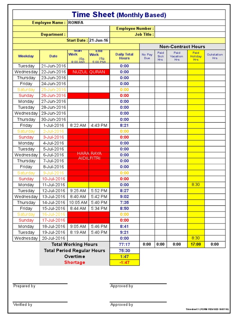 Employee Timesheet Records 2016 | PDF | Workweek And Weekend | Working Time