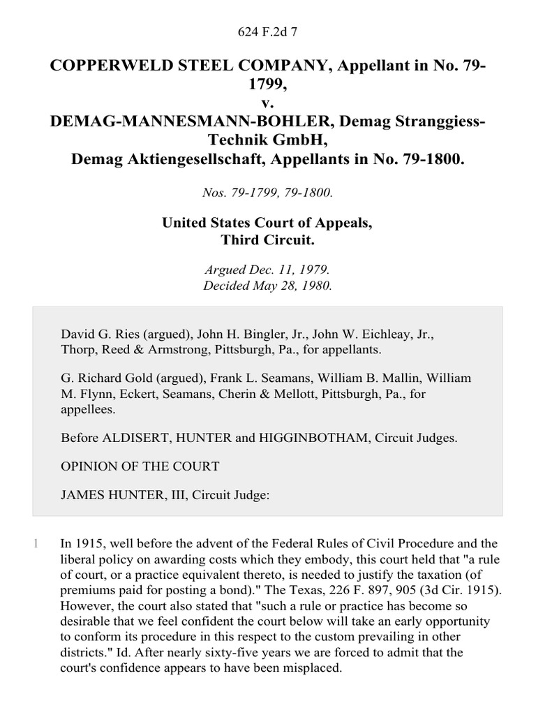 Copperweld Steel Company, in No. 79-1799 v. Demag-Mannesmann-Bohler ...