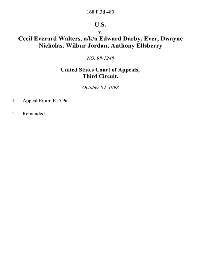 United States v. Cecil Everard Walters, A/K/A Edward Darby, Ever ...
