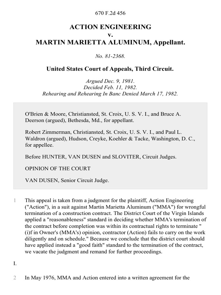 Action Engineering v. Martin Marietta Aluminum, 670 F.2d 456, 3rd Cir ...