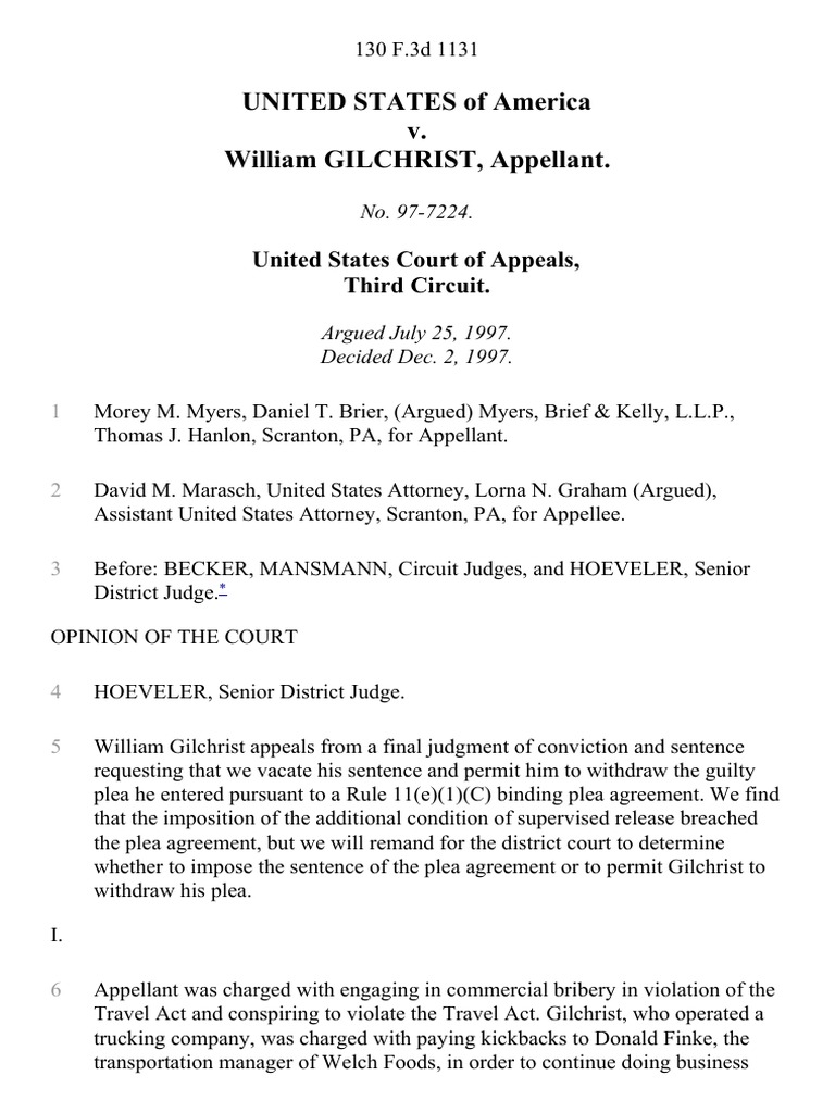 UNITED STATES of America v. William GILCHRIST, Appellant | PDF | United ...