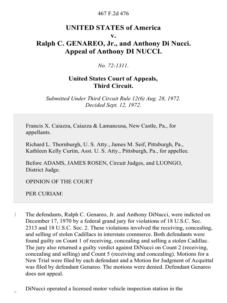 United States v. Ralph C. Genareo, JR., and Anthony Di Nucci. Appeal of ...