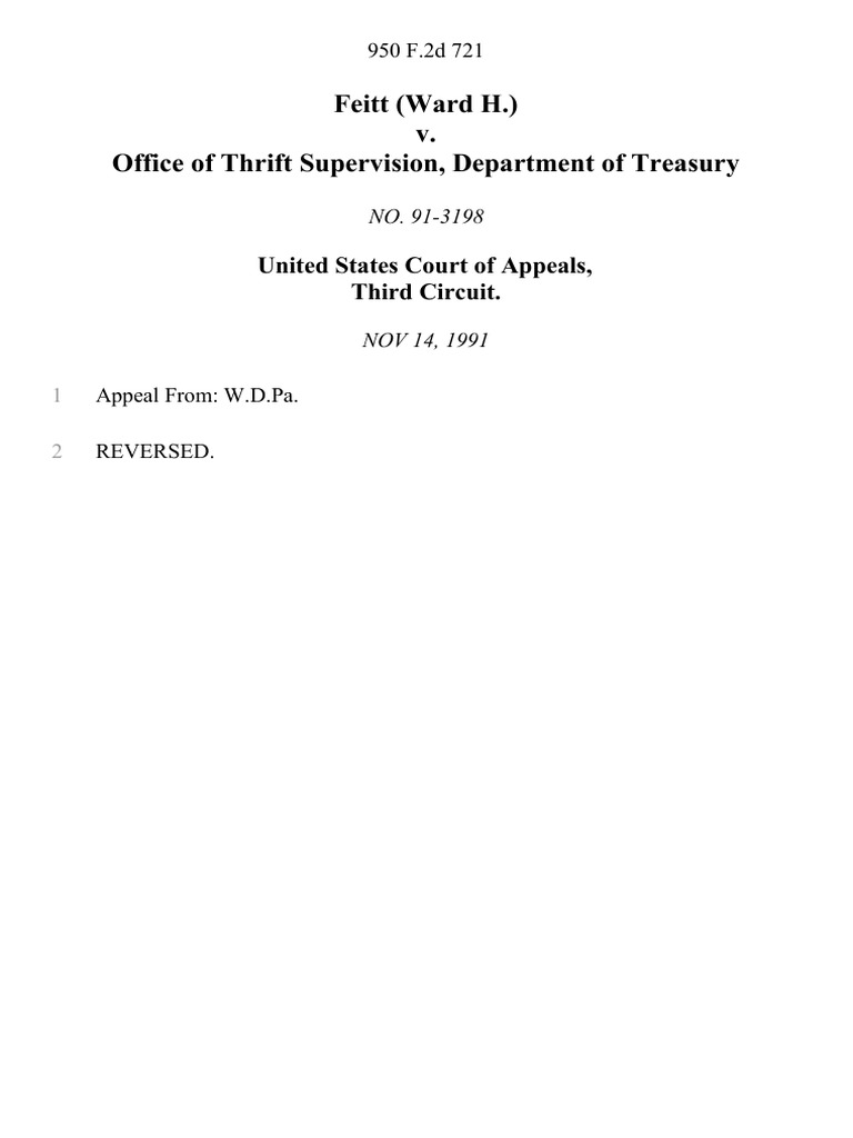 Feitt (Ward H.) v. Office of Thrift Supervision, Department of Treasury ...