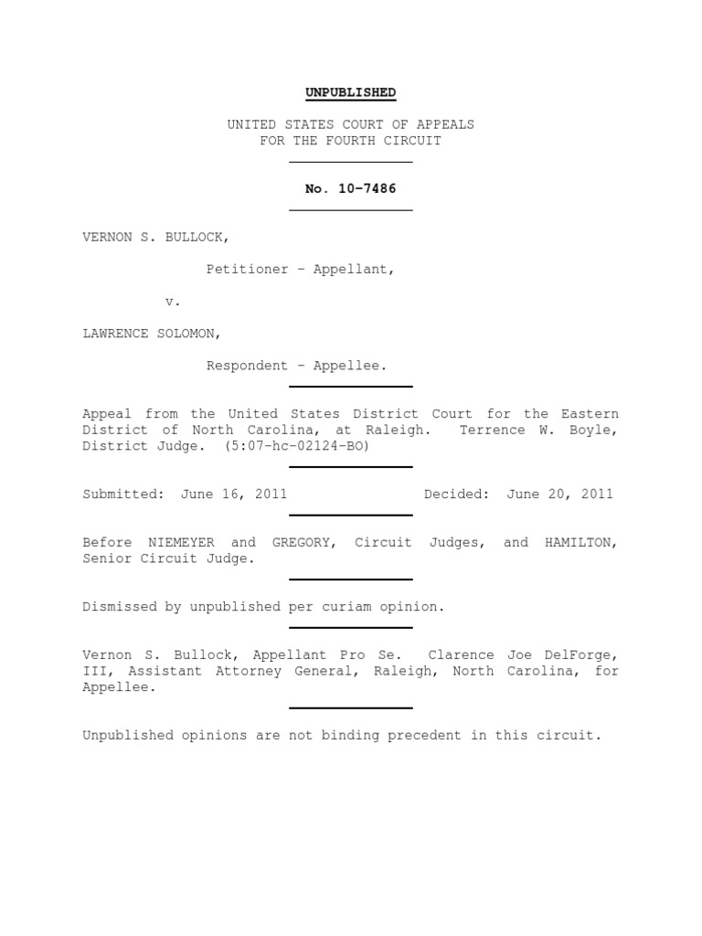 Bullock v. Solomon Appeal Dismissed | PDF