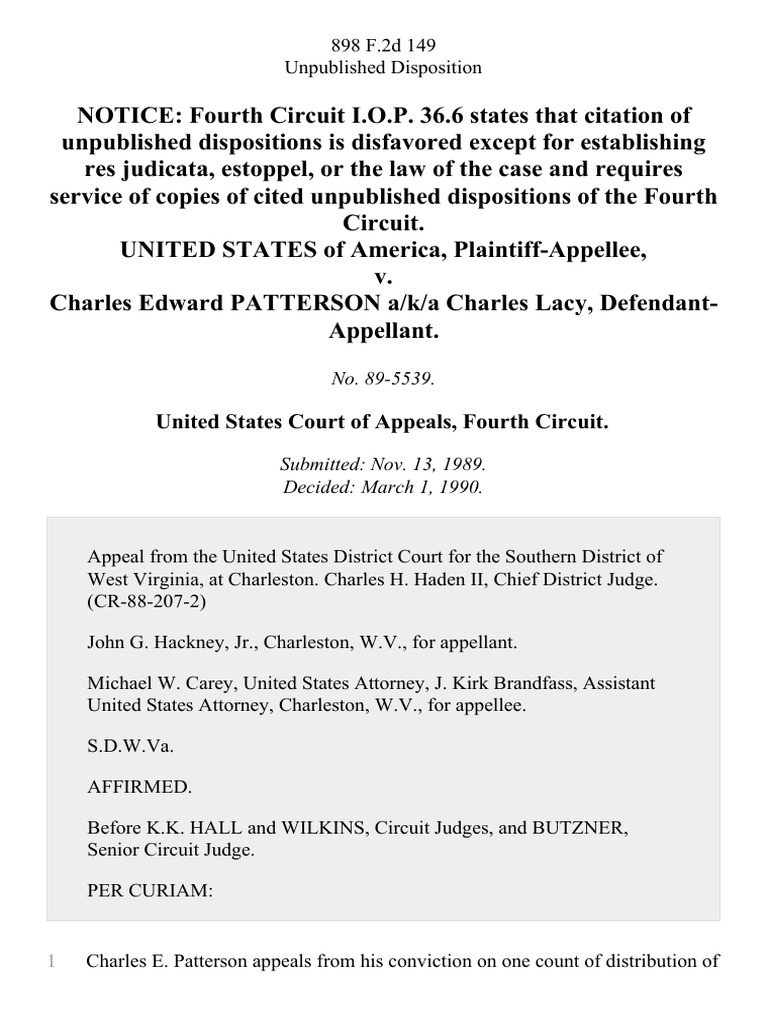 Patterson Cocaine Distribution Appeal | PDF | Prosecutor | Fifth ...