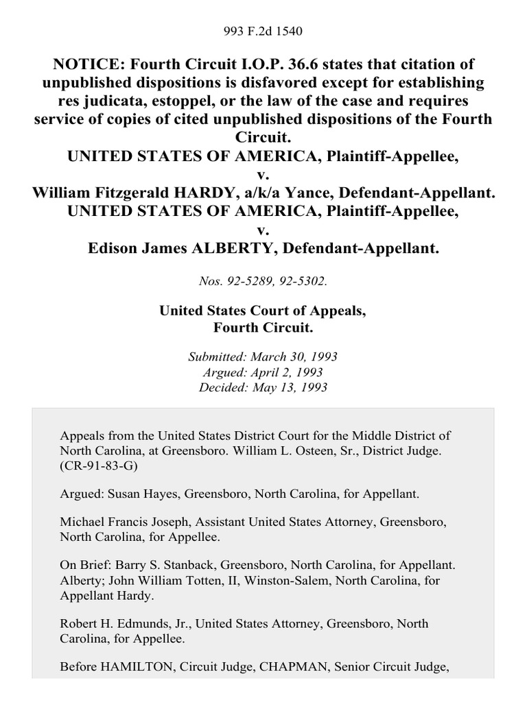 United States v. William Fitzgerald Hardy, A/K/A Yance, United States ...