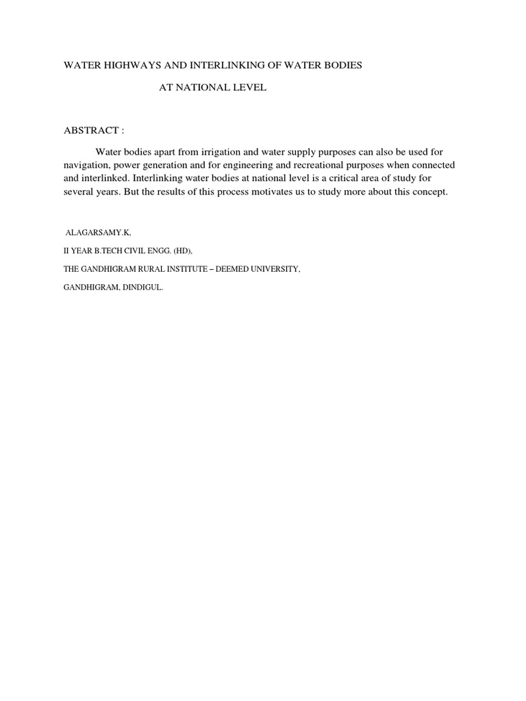 Water Highways and Interlinking of Water Bodies | PDF | Water ...