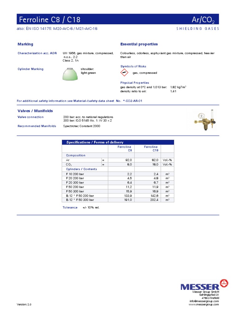 Ferroline C8 / C18 Ar/CO: Marking Essential Properties | PDF