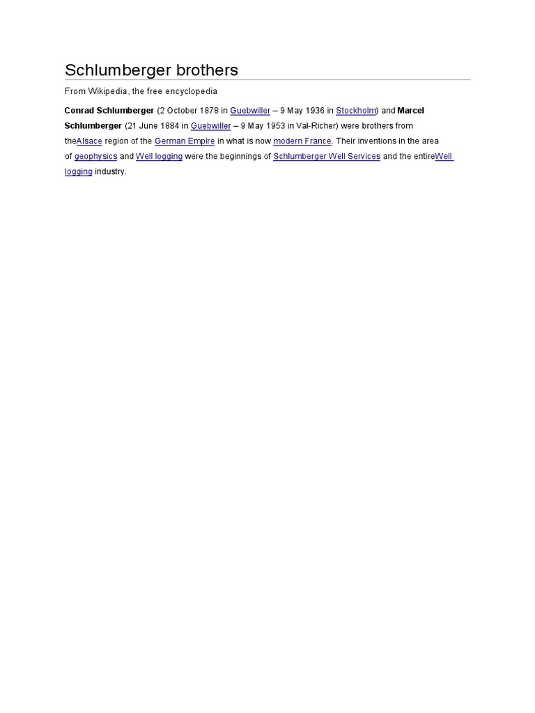 Schlumberger Brothers: From Wikipedia, The Free Encyclopedia | PDF ...