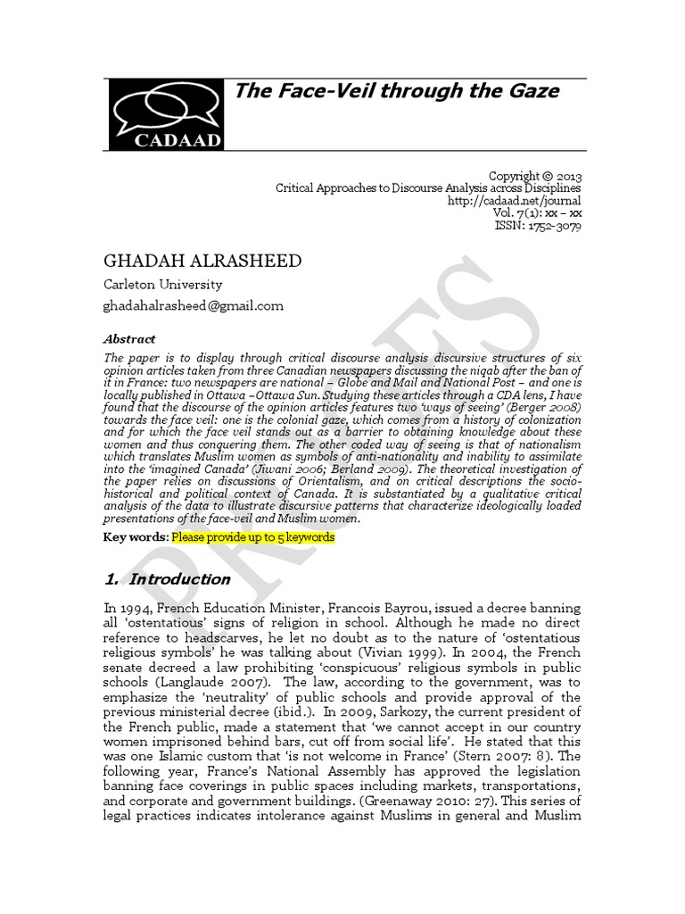 The Face-Veil Through The Gaze | PDF | Orientalism (Book) | Postcolonialism
