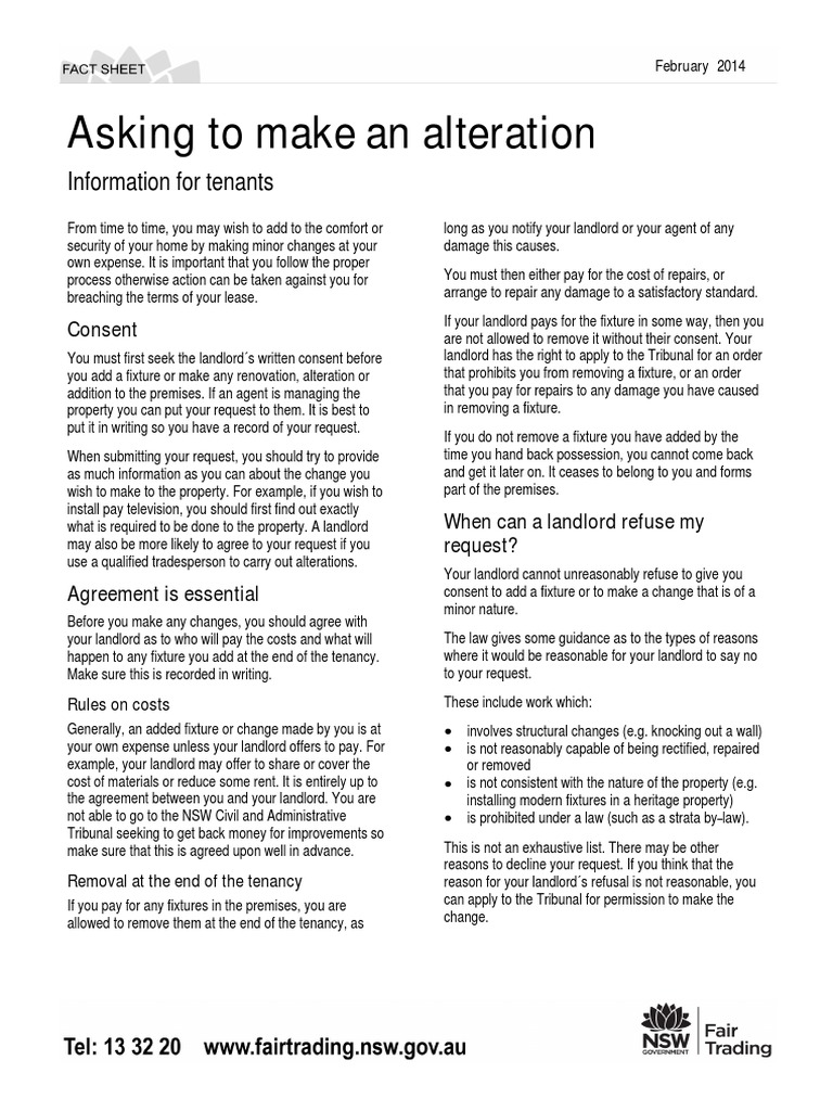 Asking To Make An Alteration | PDF | Leasehold Estate | Landlord