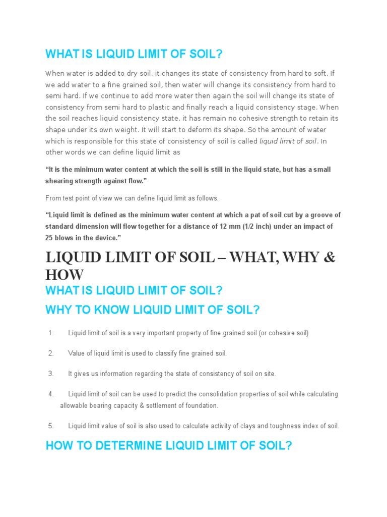 What Is Liquid Limit of Soil | PDF | Natural Materials | Chemistry