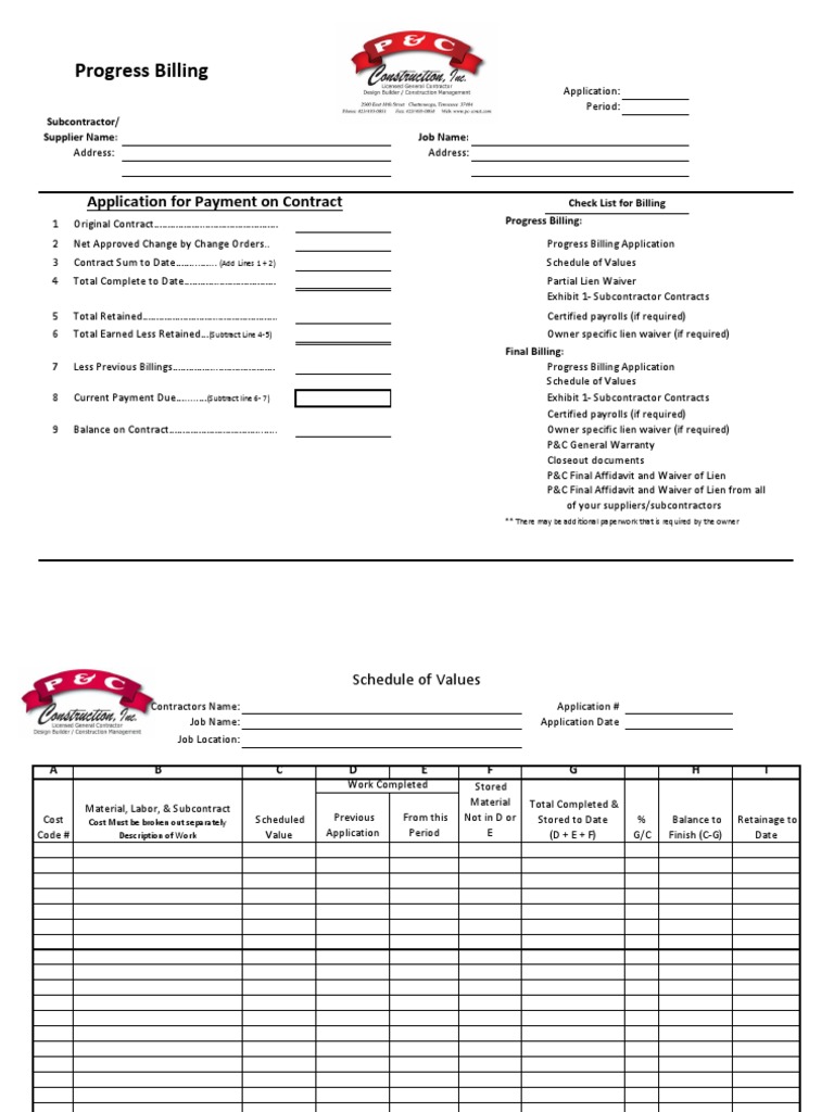 PC Progress Billing 2014 | PDF