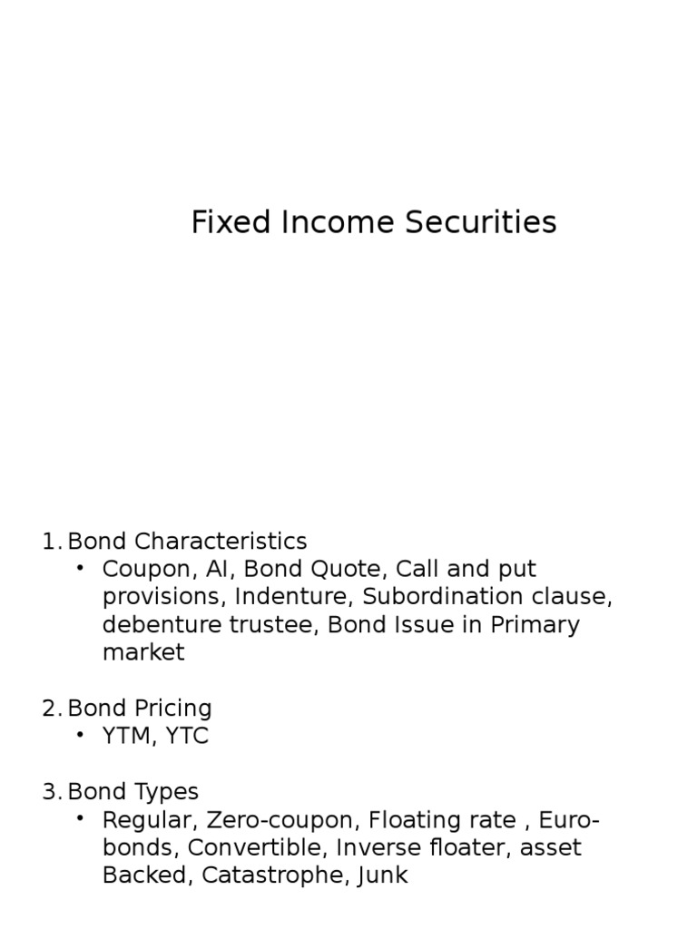 Understanding Key Concepts of Fixed Income Securities | PDF ...