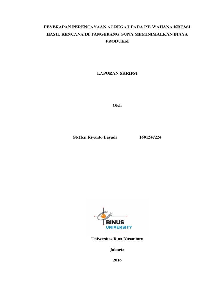 Sampul+daftar Isi Skripsi Binus | PDF