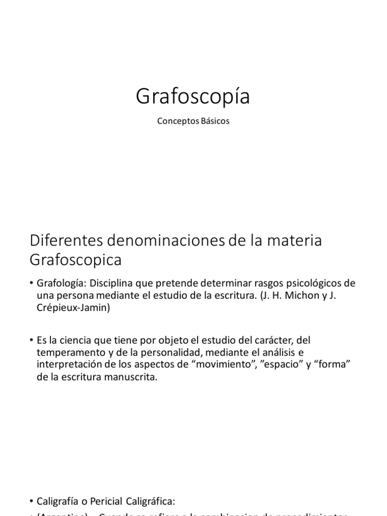 Grafoscopia Conceptos Basicos | Grafología | Escritura