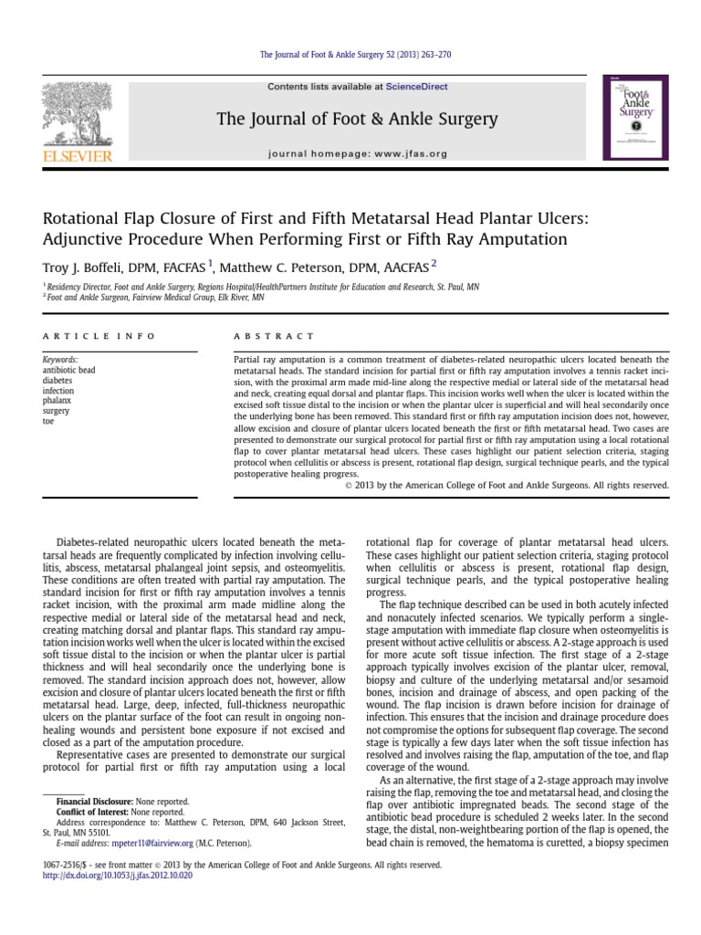 Rotational Flap Closure of 1st and 5nth Met Head | PDF | Surgery | Toe