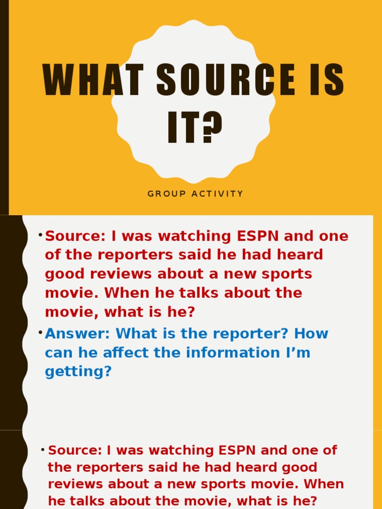 22what Source Is It 22 Activity | PDF | Hip Hop