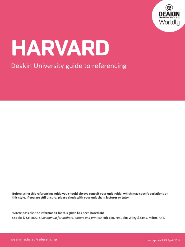 Deakin Guide To Harvard | PDF | Digital Object Identifier | Citation