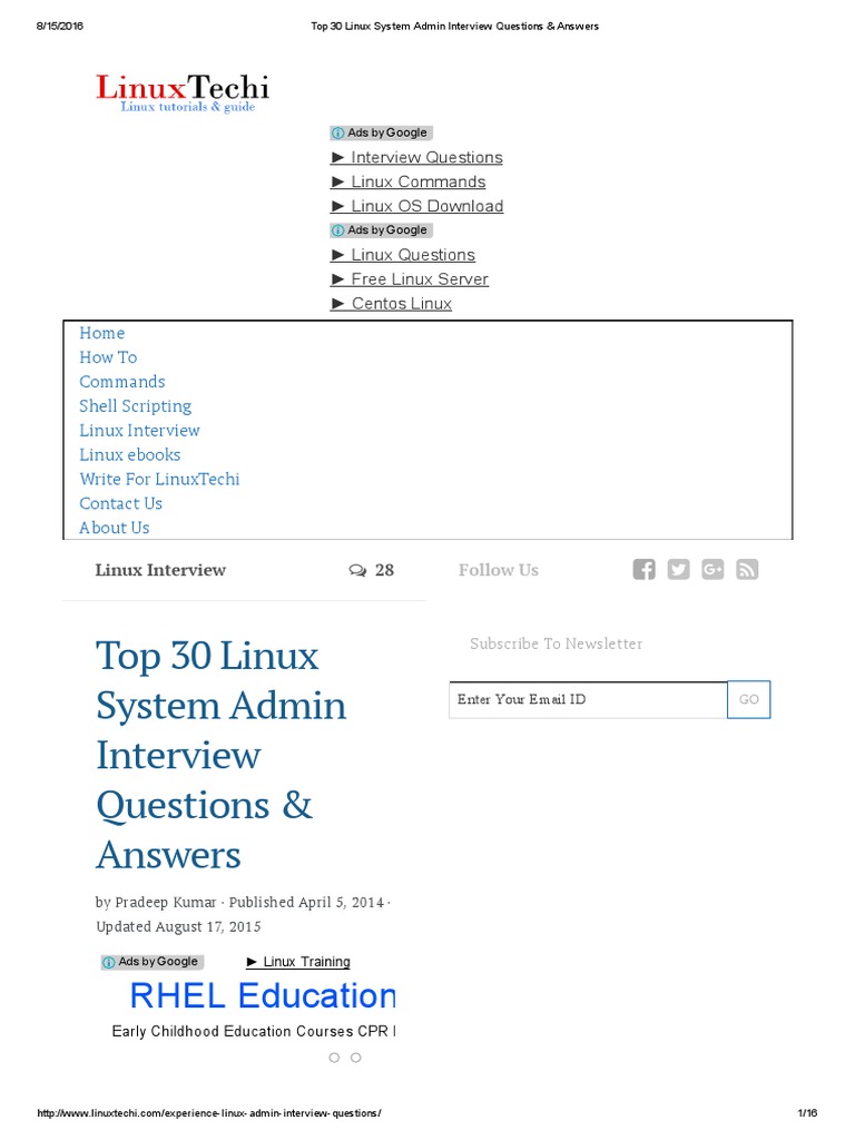 Top 30 Linux System Admin Interview Questions & Answers | PDF | Superuser | Linux