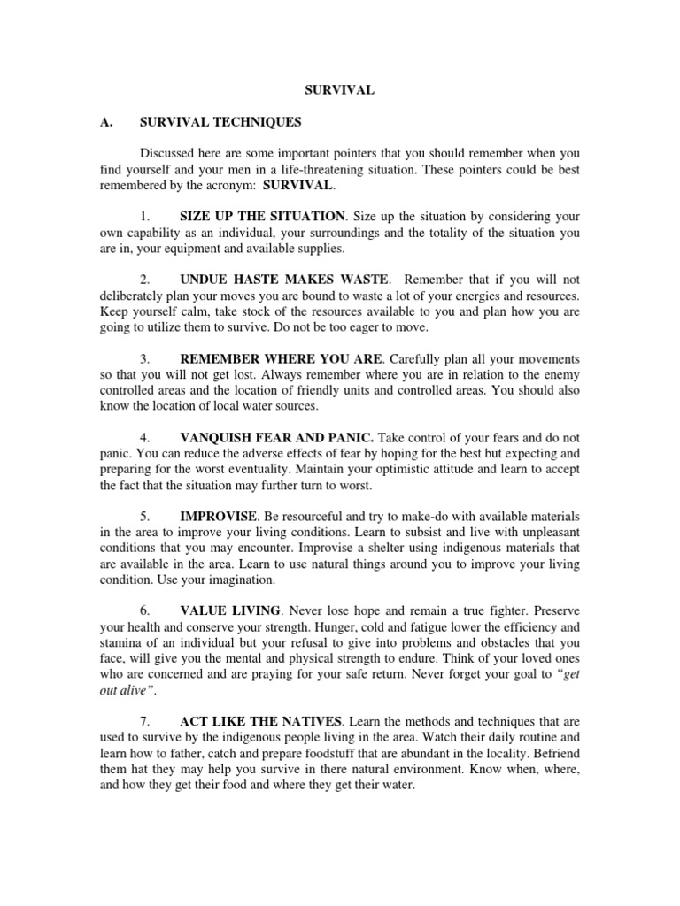 SURVIVAL Means PDF | PDF | Trapping | Olfaction