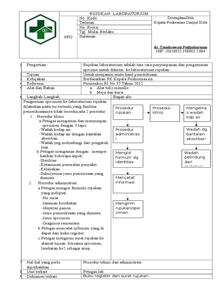 Sop Rujukan Laboratorium | PDF