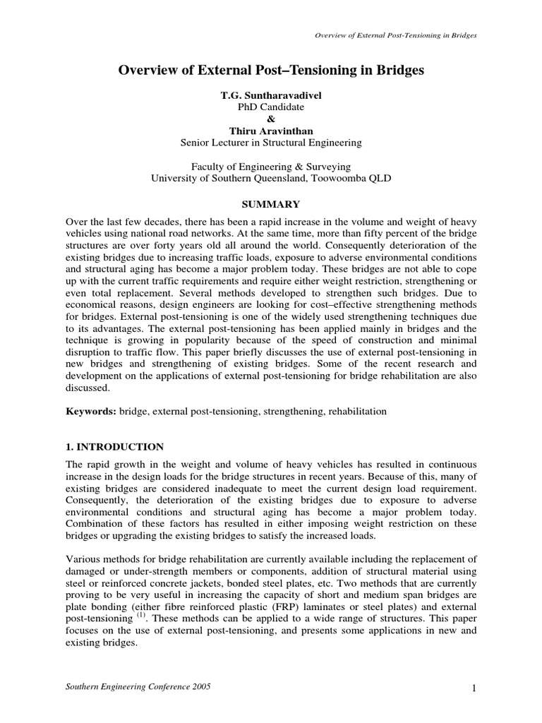 Overview of External Post-Tensioning in Bridges | PDF | Prestressed ...