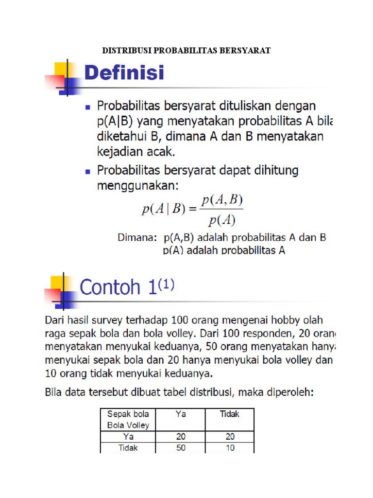 PERTEMUAN 7 (Distribusi Probabilitas Bersyarat) | PDF