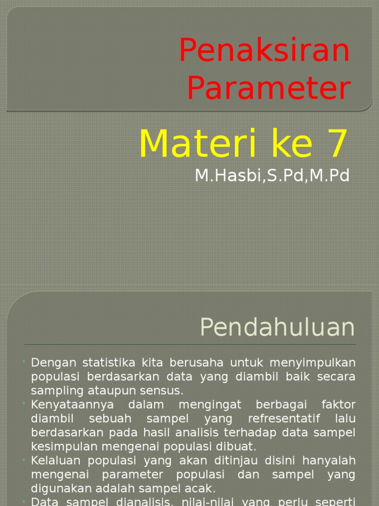Penaksiran Parameter Materi 7 | PDF