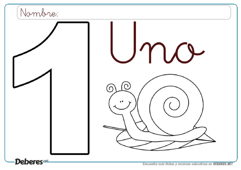 Ficha Del Numero 1 para Colorear e Imprimir | PDF
