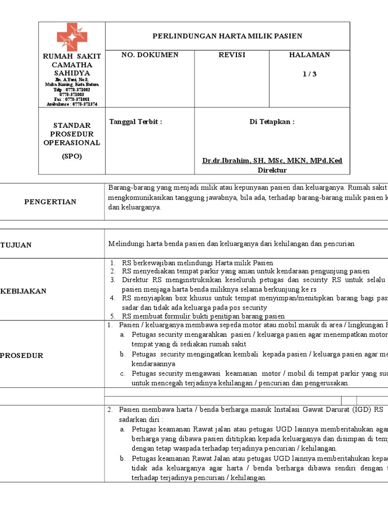 Perlindungan Harta Pasien di RS Camatha | PDF